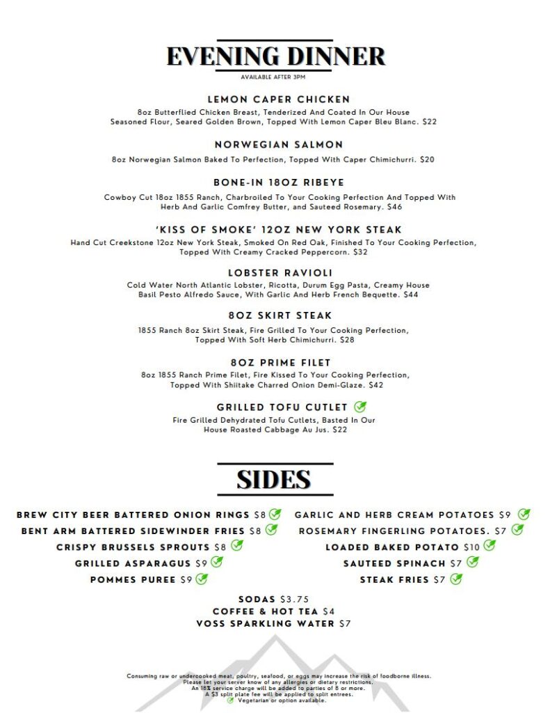 Our Menu – The Peak Restaurant and Bar